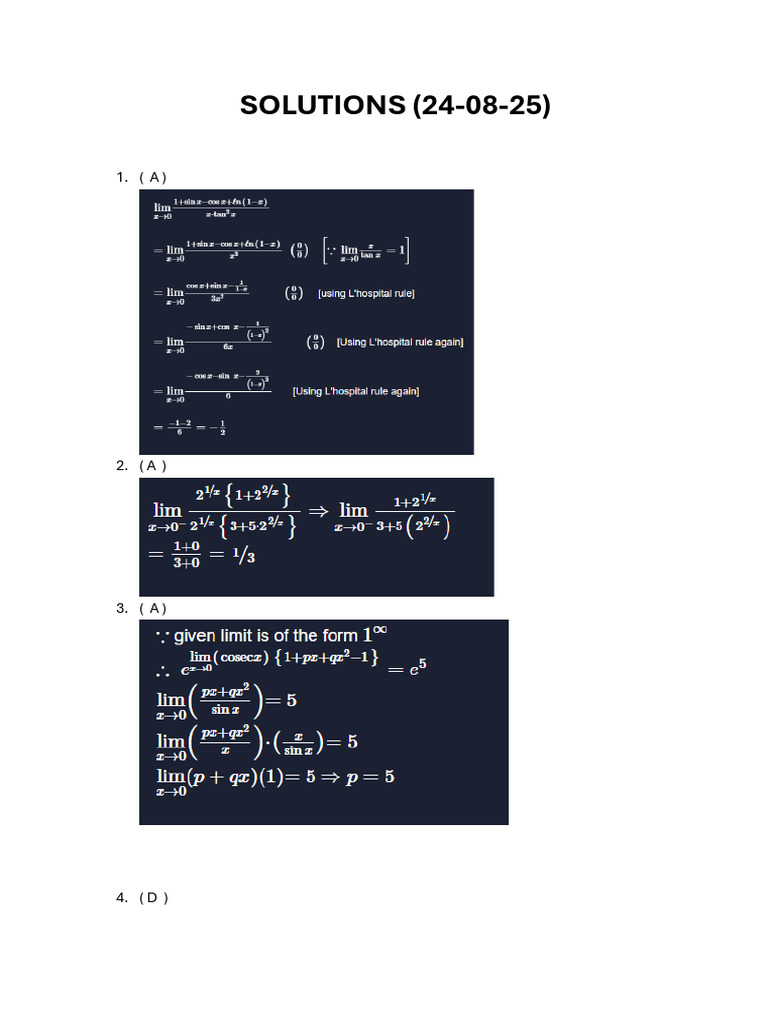 Solutions Math 24-08 | PDF