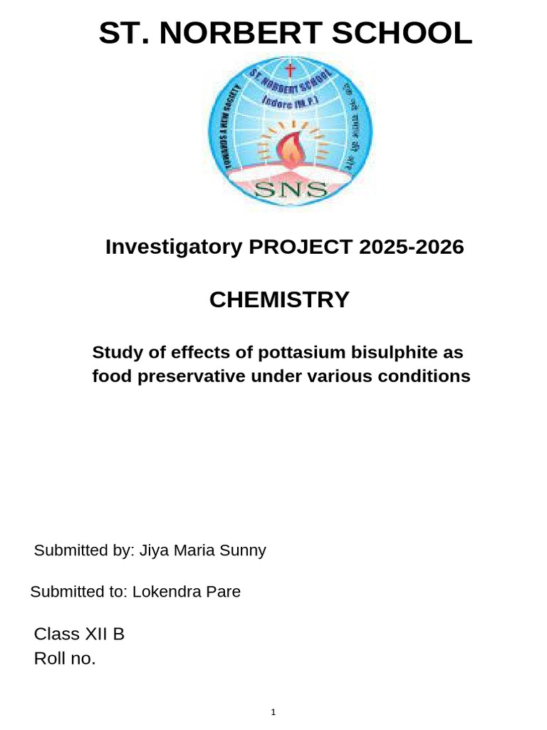 Chem Investigatory Project Jiya Maria Sunny - 20250613 - 130258 - 0000 | PDF | Foods | Food ...