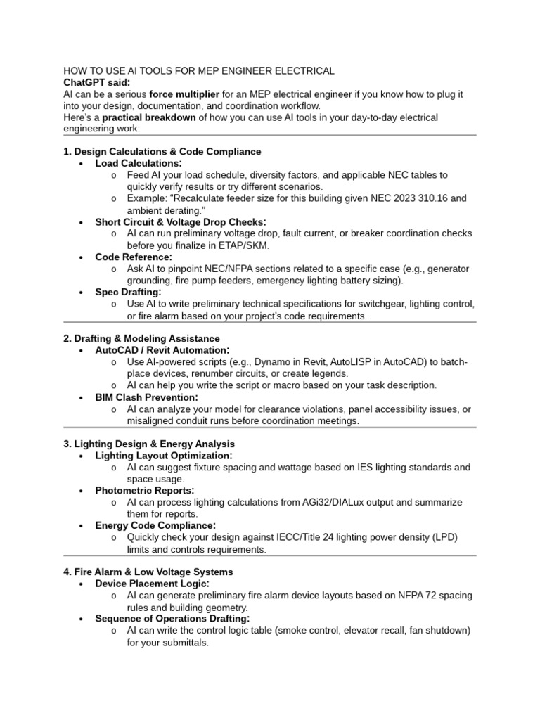 AI Tools for MEP Electrical Design | PDF | Electrical Engineering ...