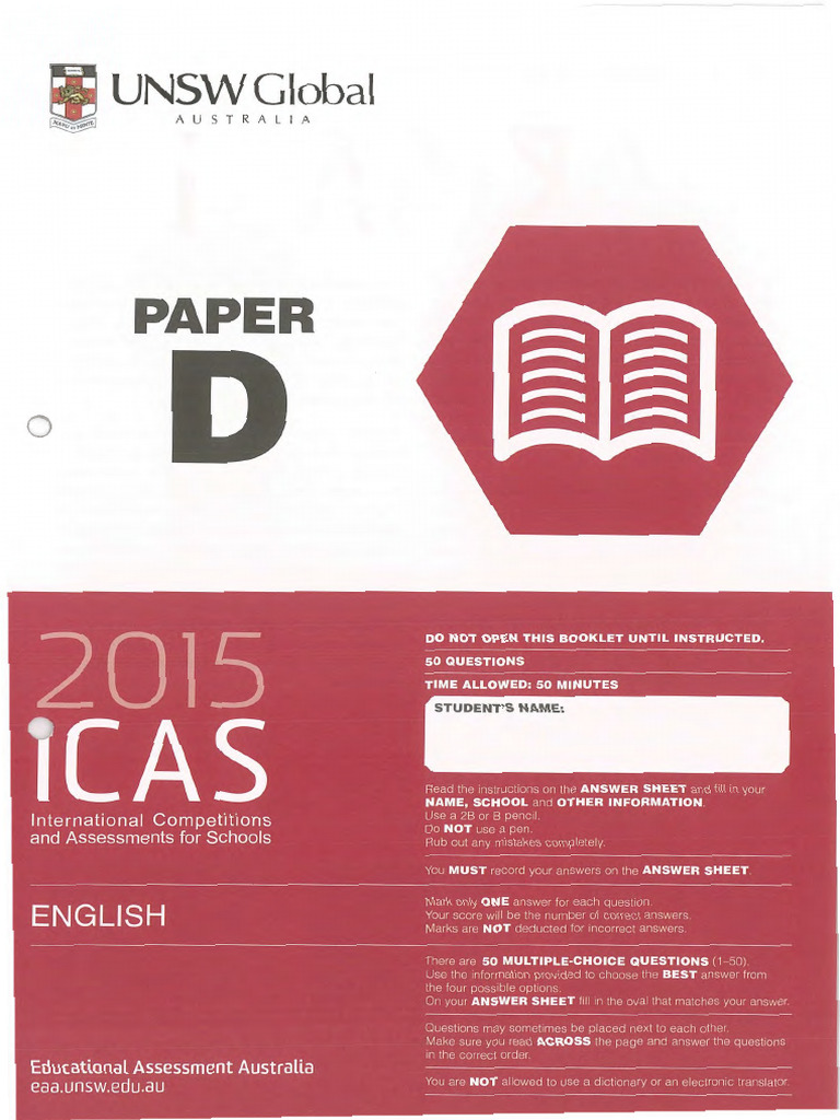 ICAS English D 2015 | PDF | Origami