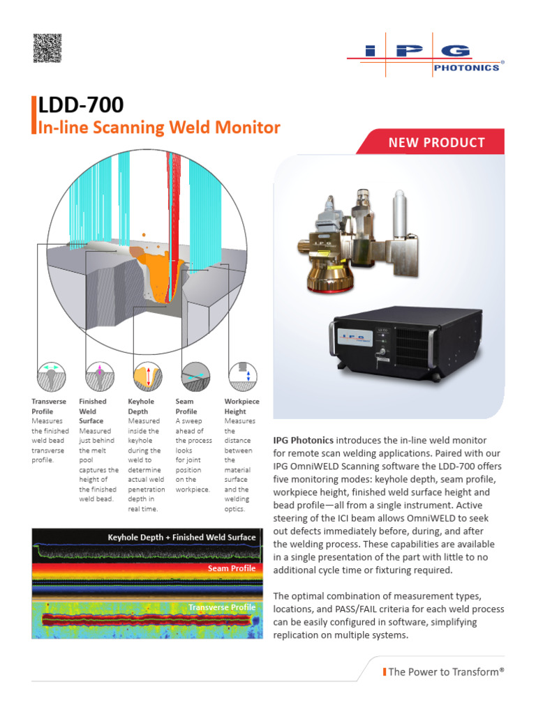 LDD-700 Inline Weld Monitor Datasheet | PDF | Welding | Construction