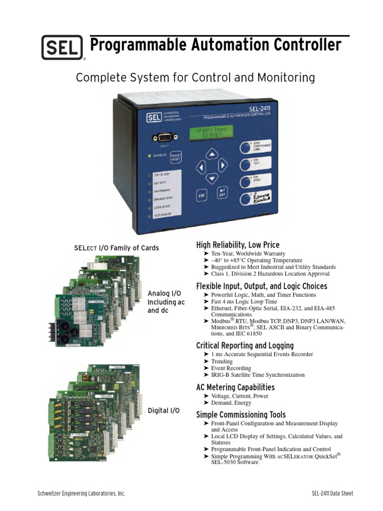 SEL-2411 Programmable Controller Overview | PDF | Programmable Logic Controller | Automation