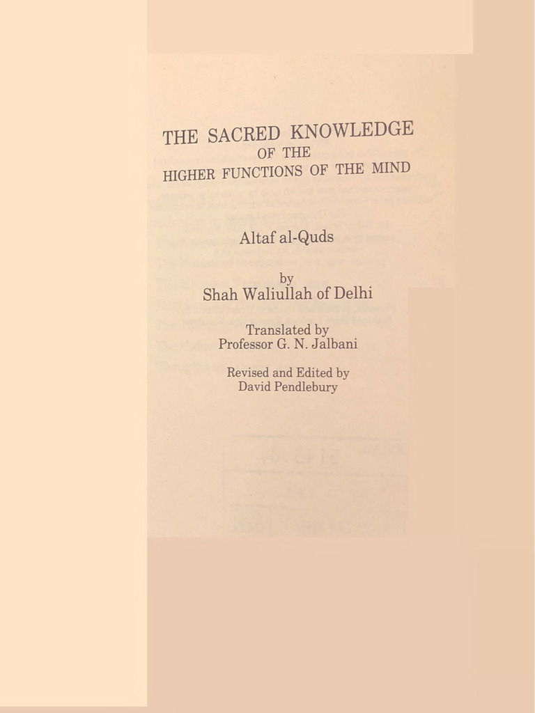 The SACRED KNOWLEDGE of The Higher Functions of The Mind (Altaf Al-Quds ...