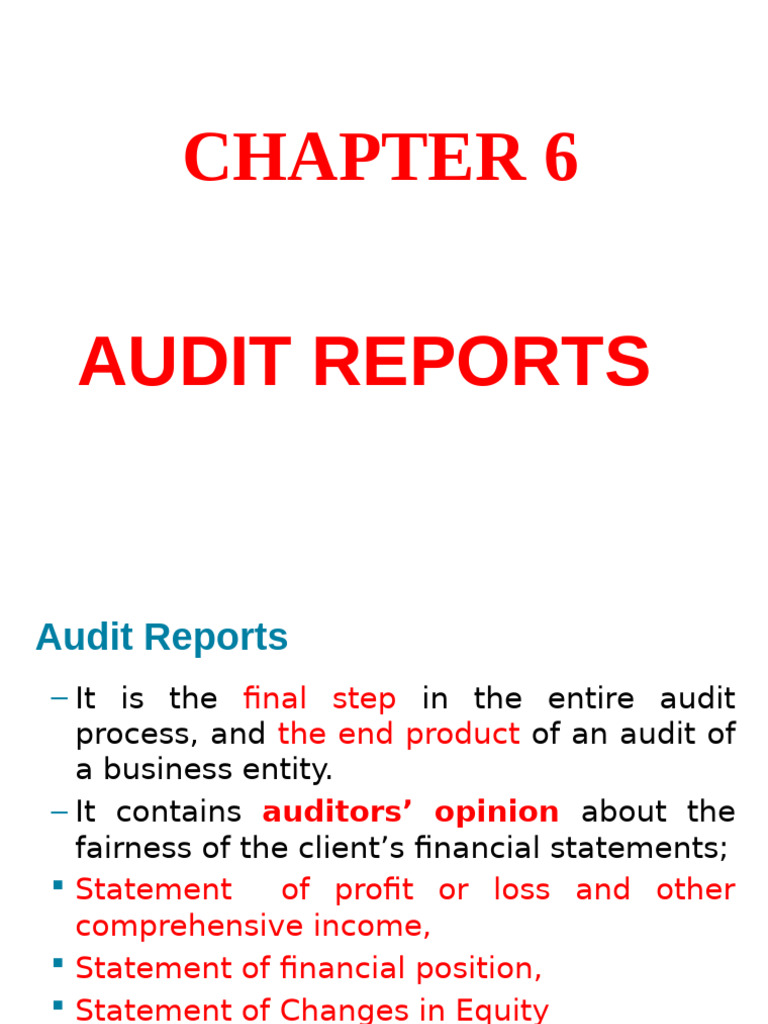 Ker Audit I Handout CH 6 Audit Report | PDF | Auditor's Report | Audit