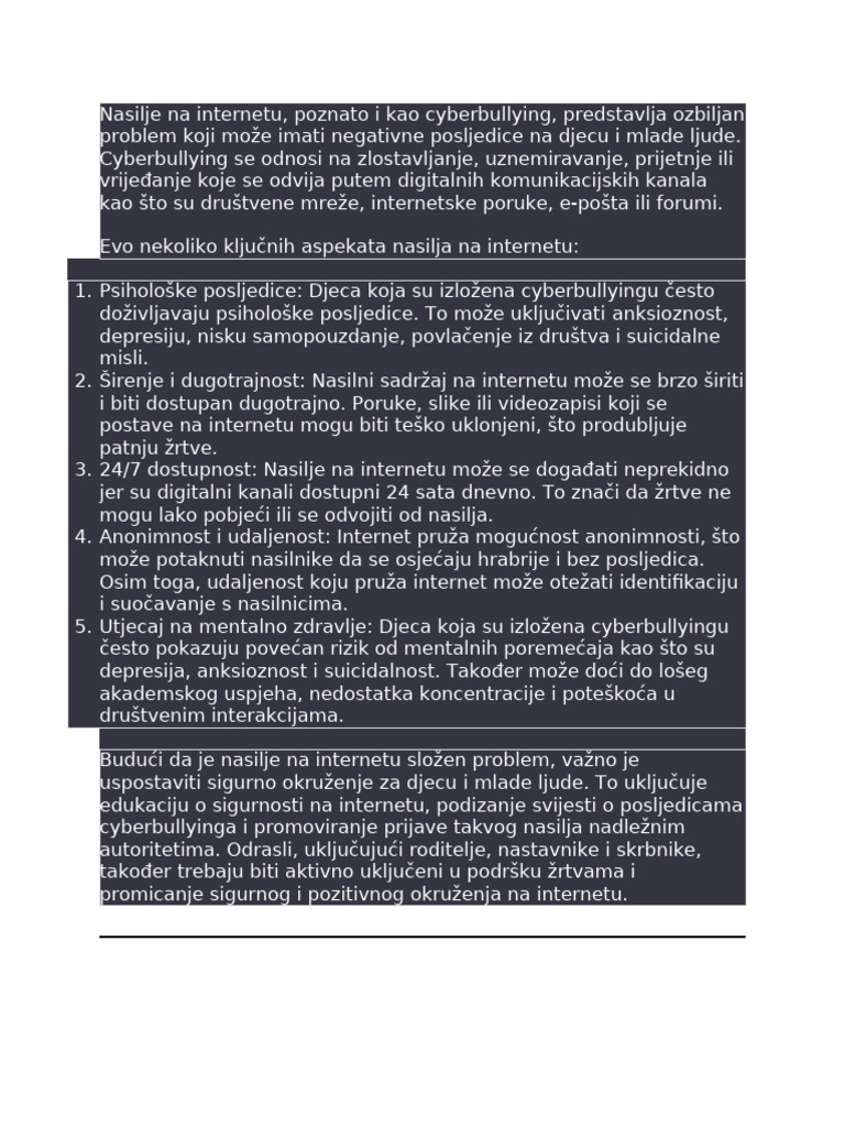 Nasilje Na Internetu | PDF