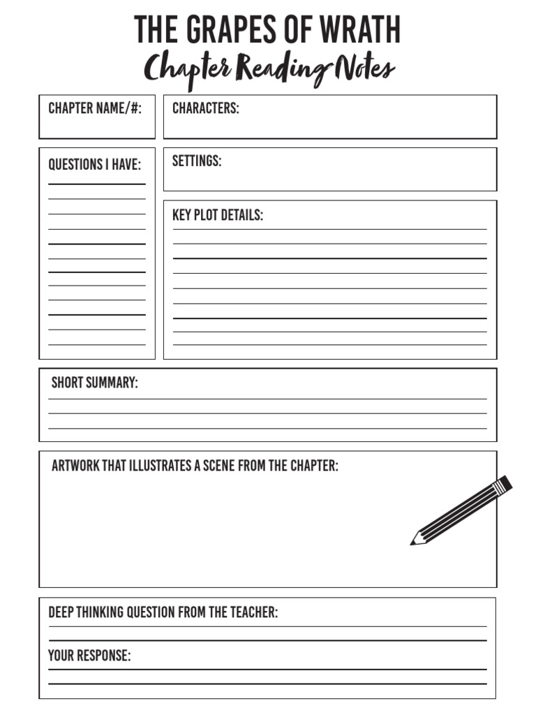 02 - The Grapes of Wrath Chapter Reading Notes Template | PDF