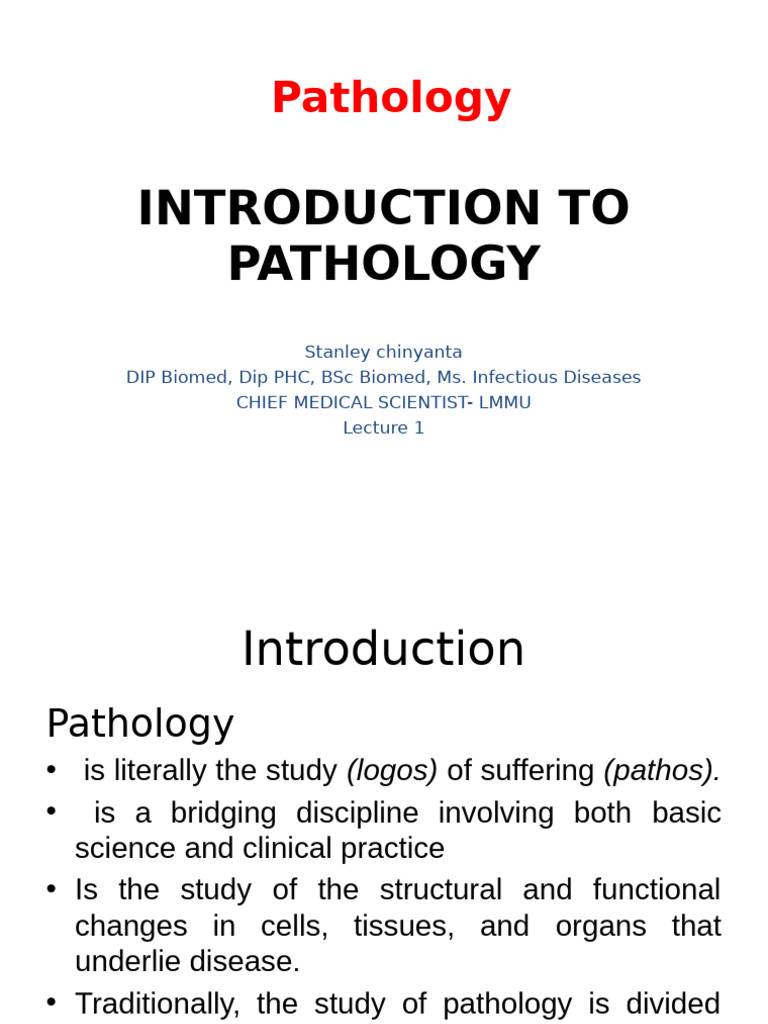 01 - Introduction To Pathology | PDF | Pathology | Histopathology