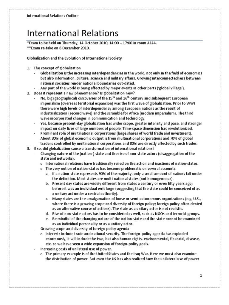 International Relations Outline | International Relations ...