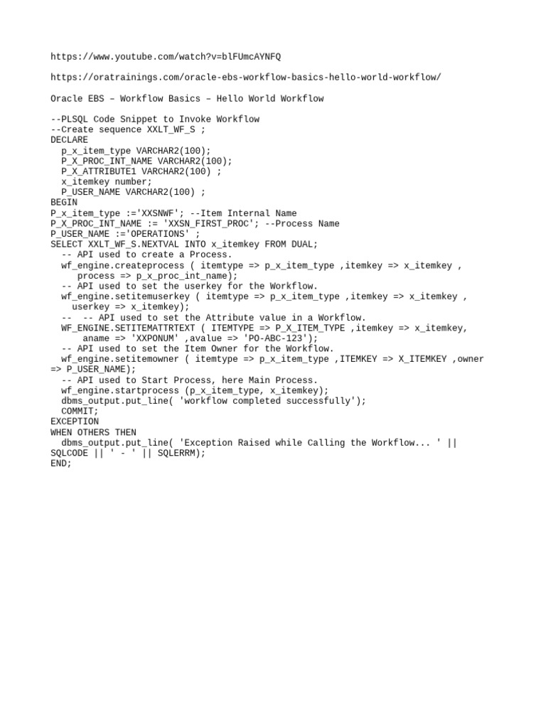 Oracle EBS – Workflow Basics – Hello World Workflow | PDF