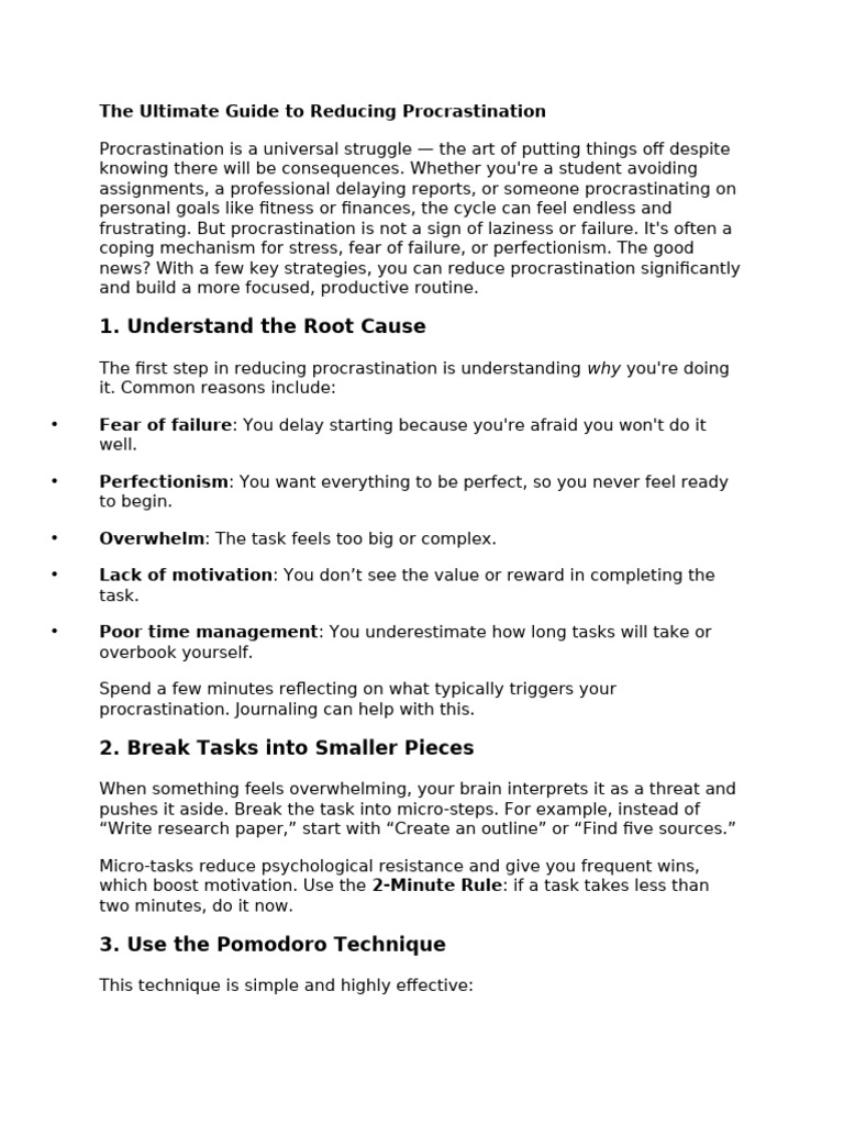 Procrastination Reduction | PDF | Procrastination | Professional Skills