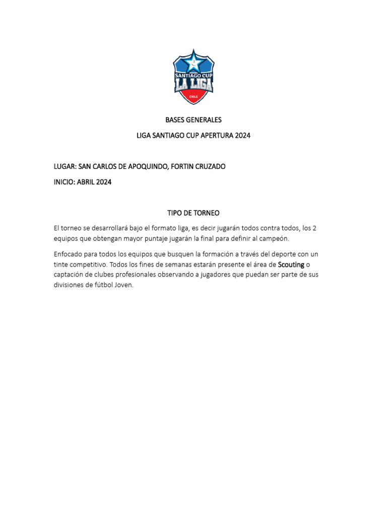 Bases Generales La Liga Apertura 2024 | PDF | Asociación de Futbol | la Liga