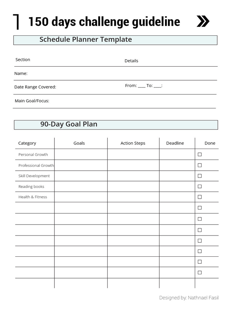 150-Day Challenge Planner Template | PDF
