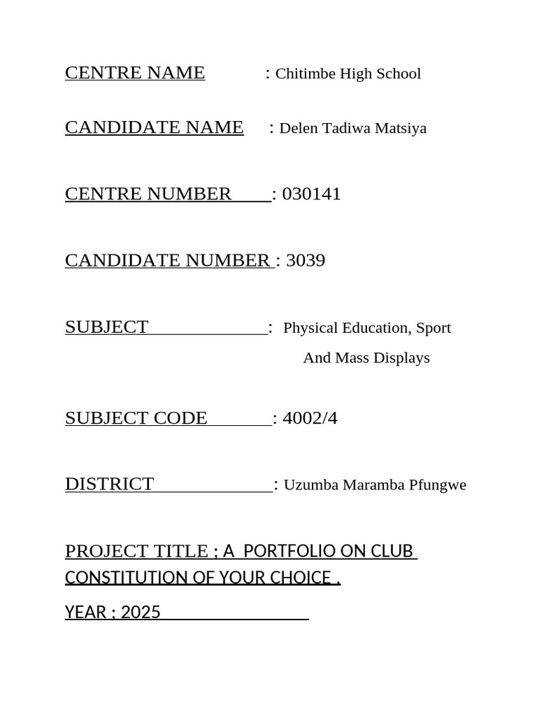 Club Constitution Portfolio 2025 | PDF