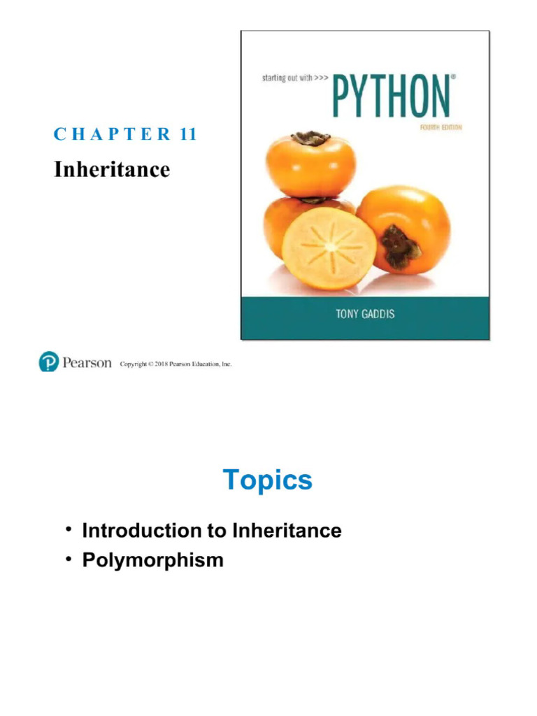 Inheritance and Polymorphism Ch-11 Gaddys Python 11 - Inheritance | PDF | Inheritance (Object ...