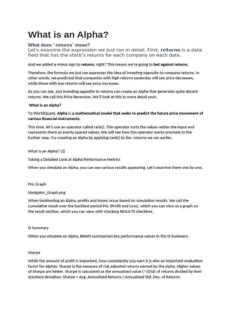 Understanding Alpha in Stock Trading | PDF | Valuation (Finance ...