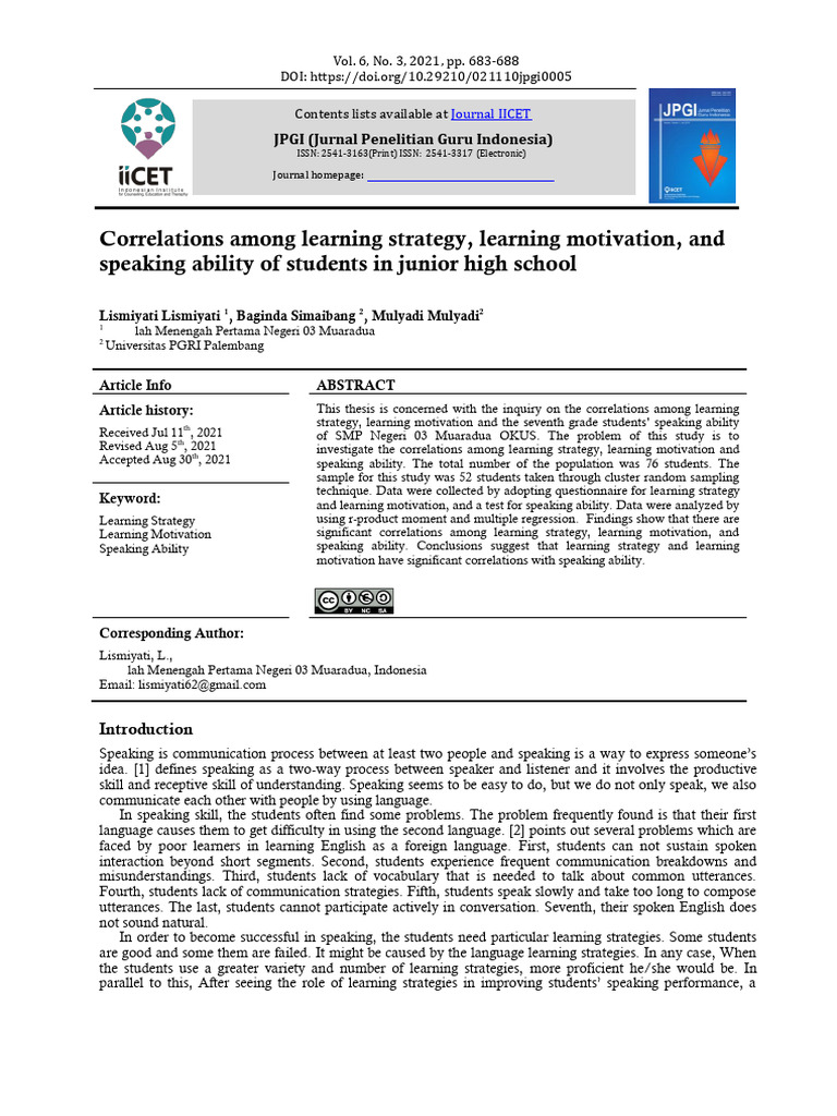 Correlations Among Learning Strategy Lea | PDF | Learning | P Value