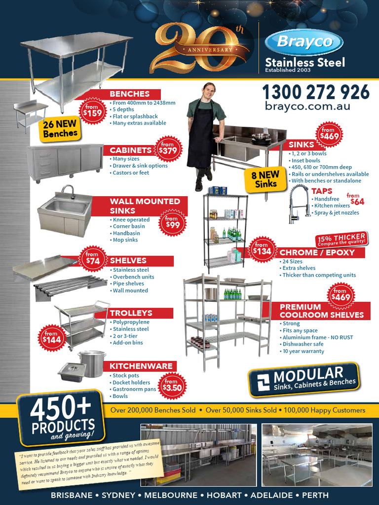 Brayco Stainless Steel Sinks & Shelves | PDF | Sink | Dishwasher