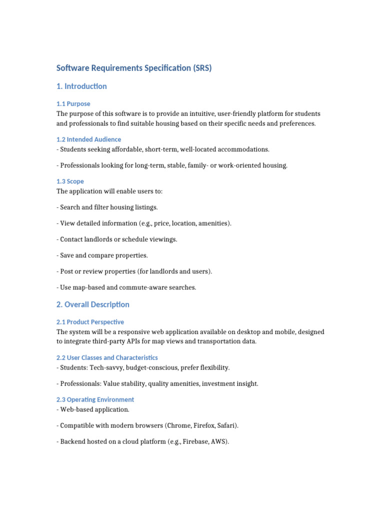 Software Requirements Specification | PDF