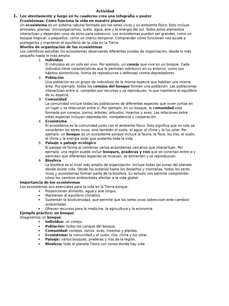 Actividad 1o | PDF | Ecosistema | Los bosques