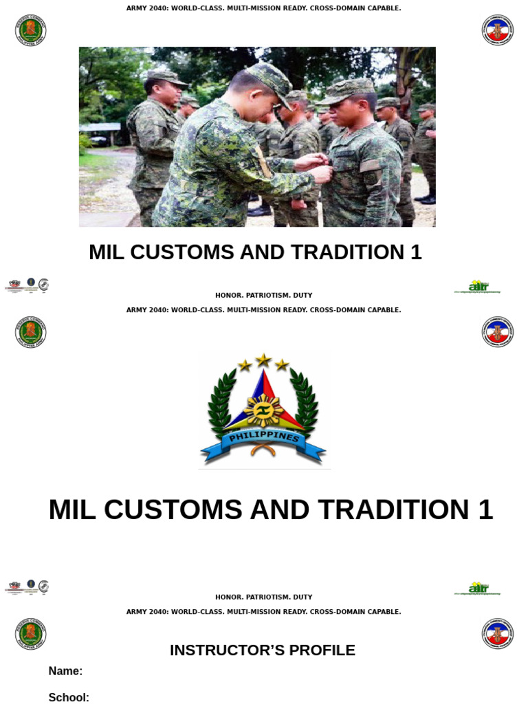 Military Customs and Traditions Overview | PDF | Patriotism | Army