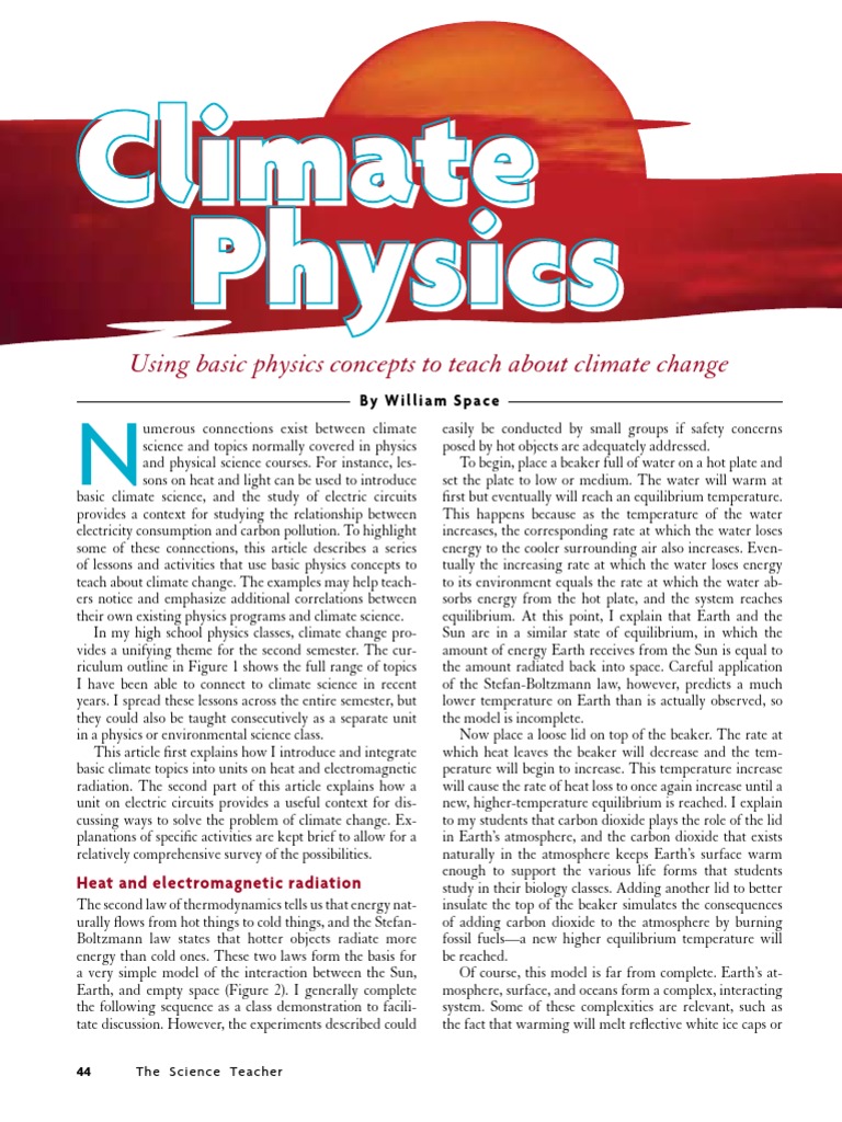 Nsta Climate Physics Pdf Infrared Electromagnetic Radiation
