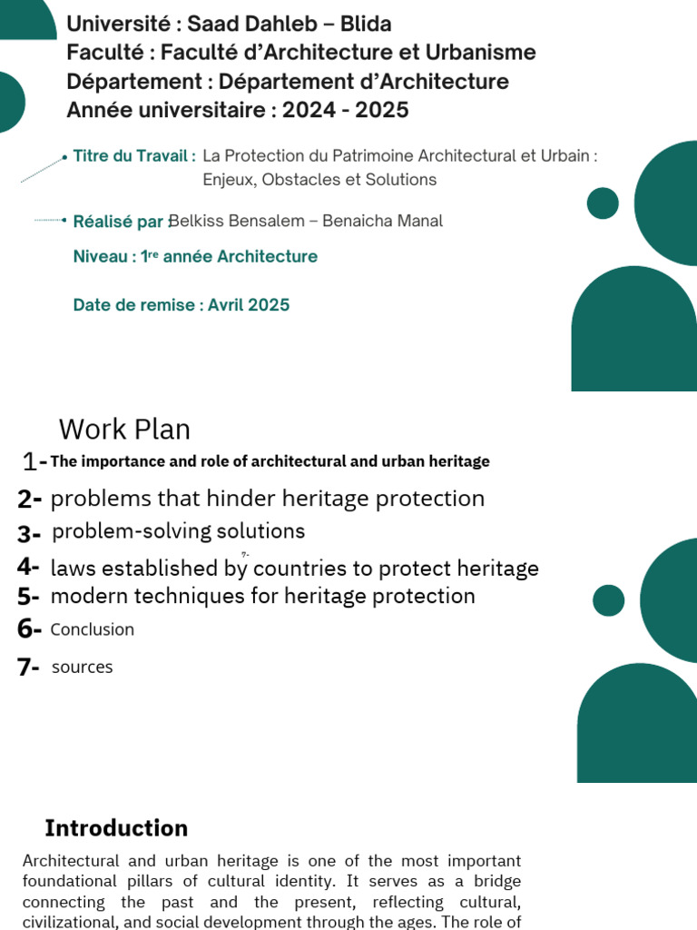 The Importance and Role of Architectural and Urban Heritage Problems ...