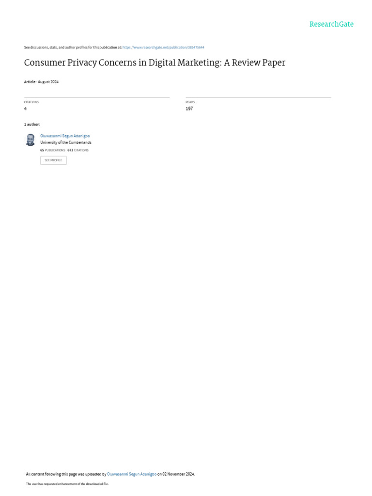 Consumer Privacy Concerns in Digital Marketing A Review Paper | PDF ...
