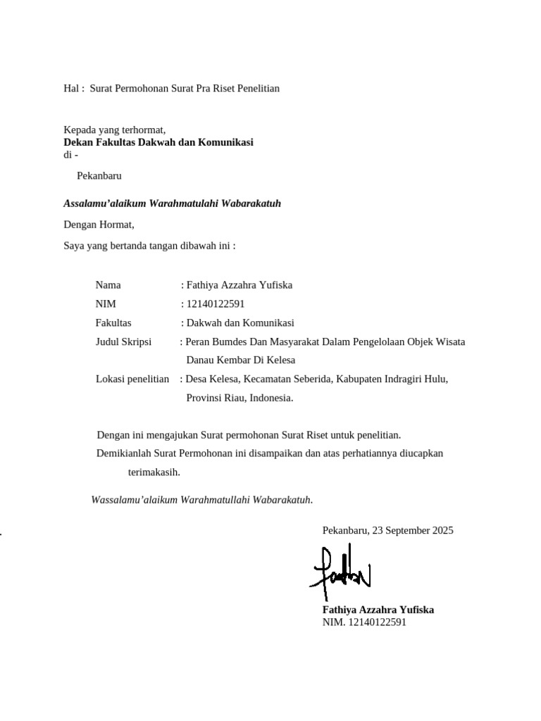 Permohonan Surat Riset Penelitian | PDF