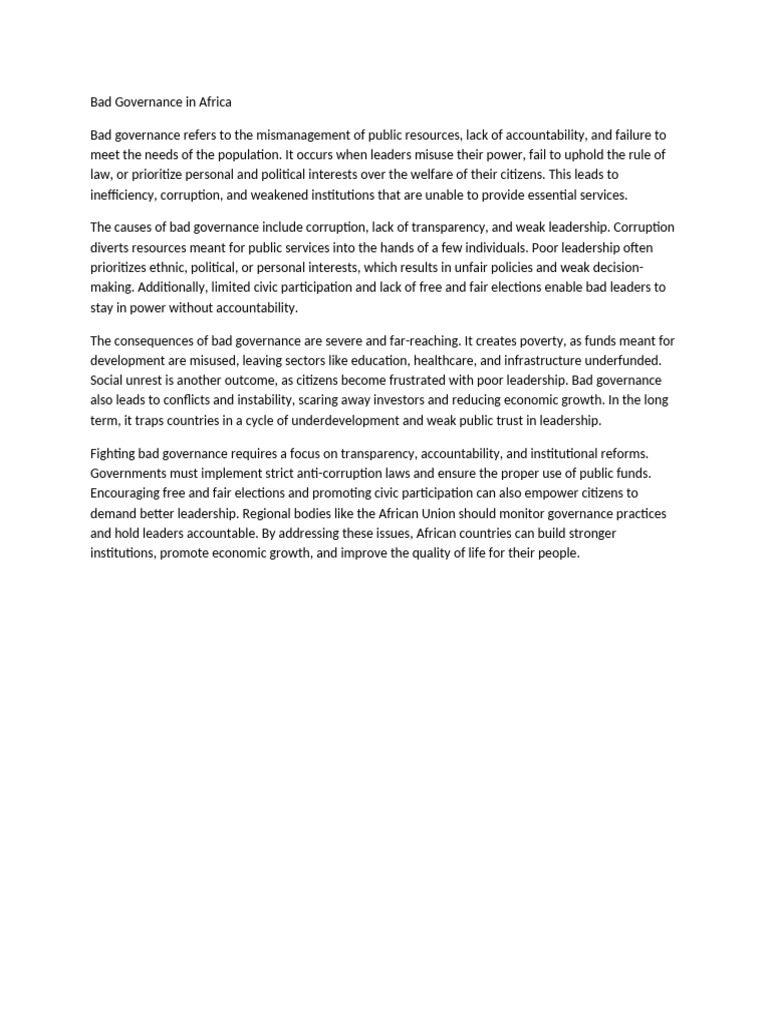 Understanding Bad Governance in Africa | PDF