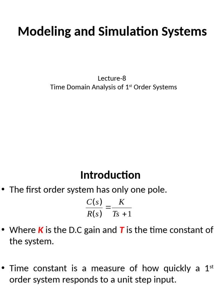 Lecture 20-21 Time Domain Analysis of 1st Order Systems | PDF | Laplace ...