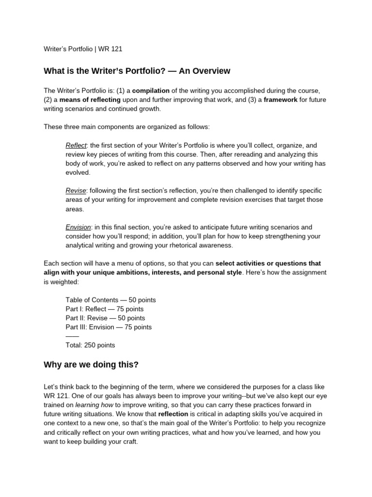 WK 10 Writer's Portfolio - Revised | PDF | Essays | Writing