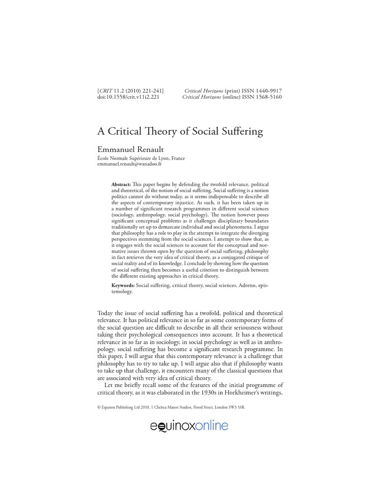 Social Suffering in Renault 2010 | PDF | Critical Theory | Sociology