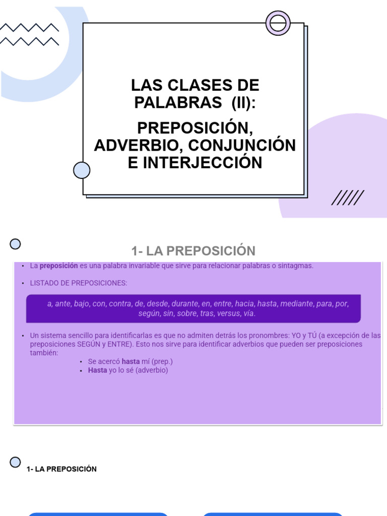 Clases de Palabras: Preposiciones y Más | PDF | Adverbio | Palabra