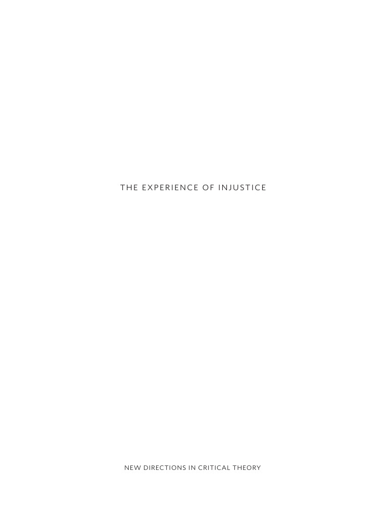 The Experience of Injustice | PDF | Political Philosophy | Justice