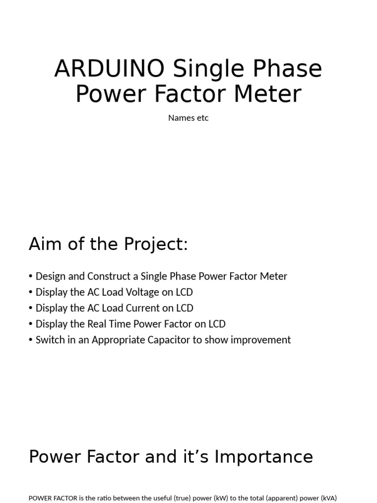 ARDUINO Single Phase Power Factor Meter | PDF