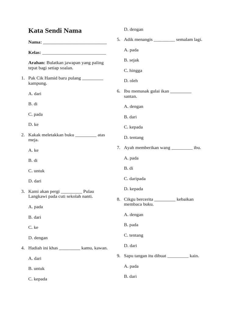 Kata Sendi Nama | PDF