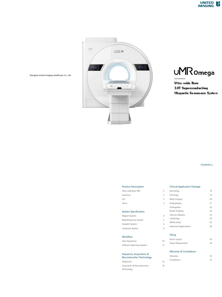 uMR Omega 3.0T MRI System Overview | PDF | Magnetic Resonance Imaging ...