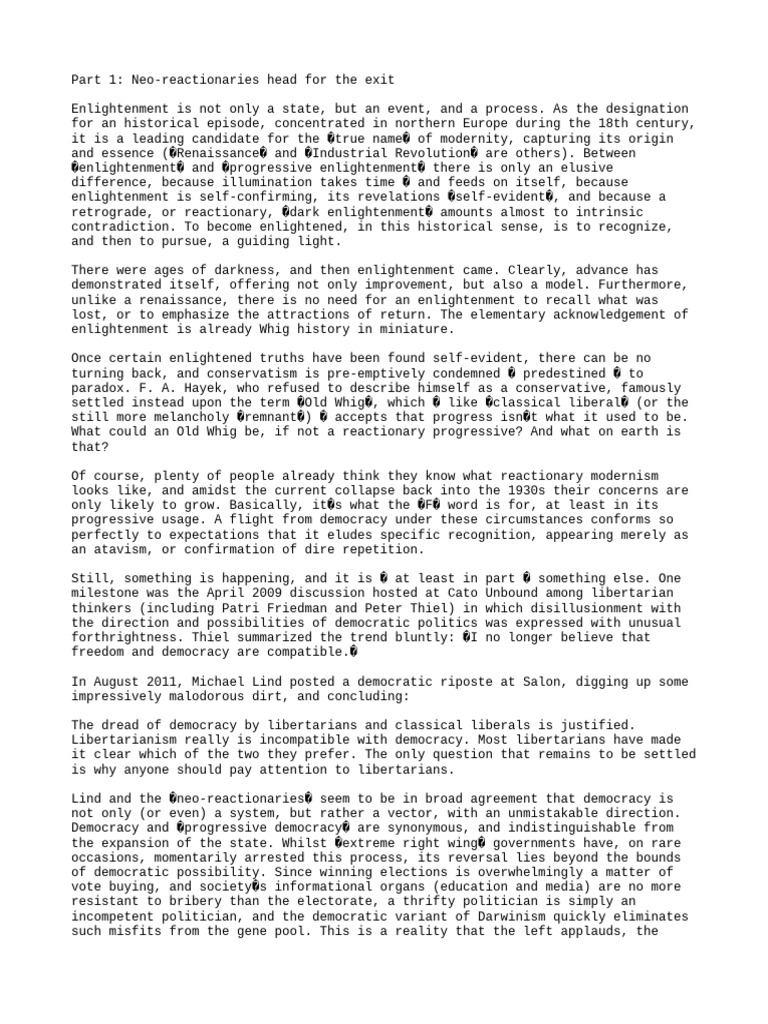 The Dark Enlightenment - Nick Land | PDF | Democracy | Political Ideologies