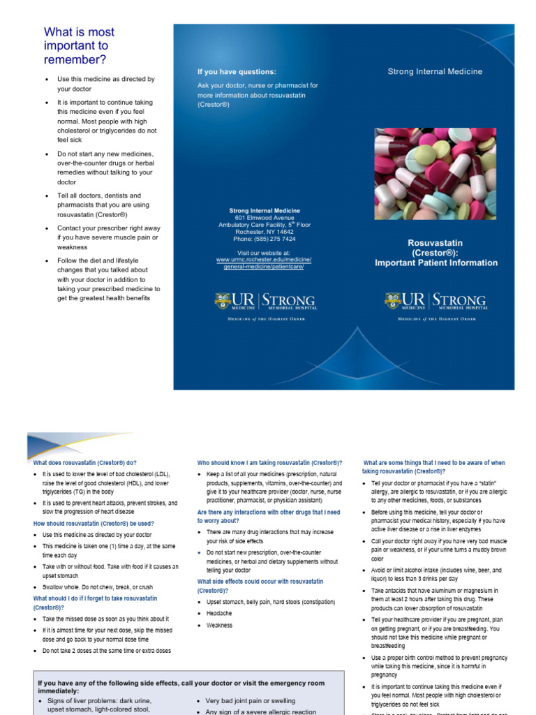 Rosuvastatin Brochure Urmc | PDF | Medical Specialties | Medicine