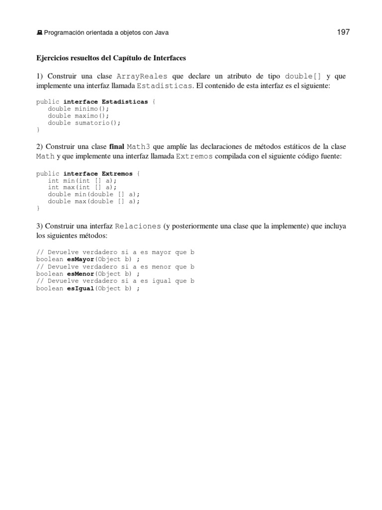 Ejercicios de Interfaces en Java | PDF | Java (lenguaje de programación) | Programación ...