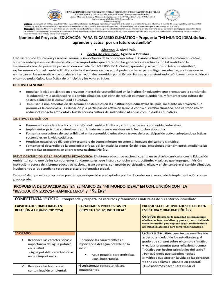 Proyecto "Mi Mundo Ideal" Sostenible | PDF | Sustentabilidad | Entorno ...