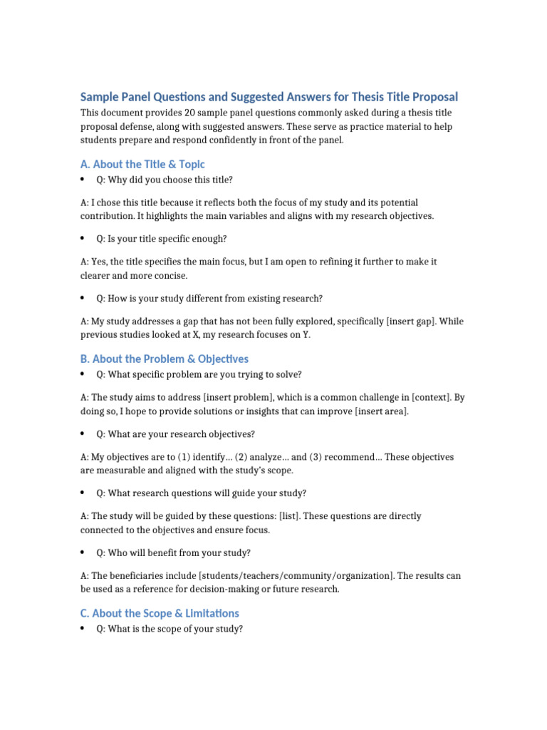 Thesis Proposal Panel Q&A Guide | PDF | Learning | Methodology
