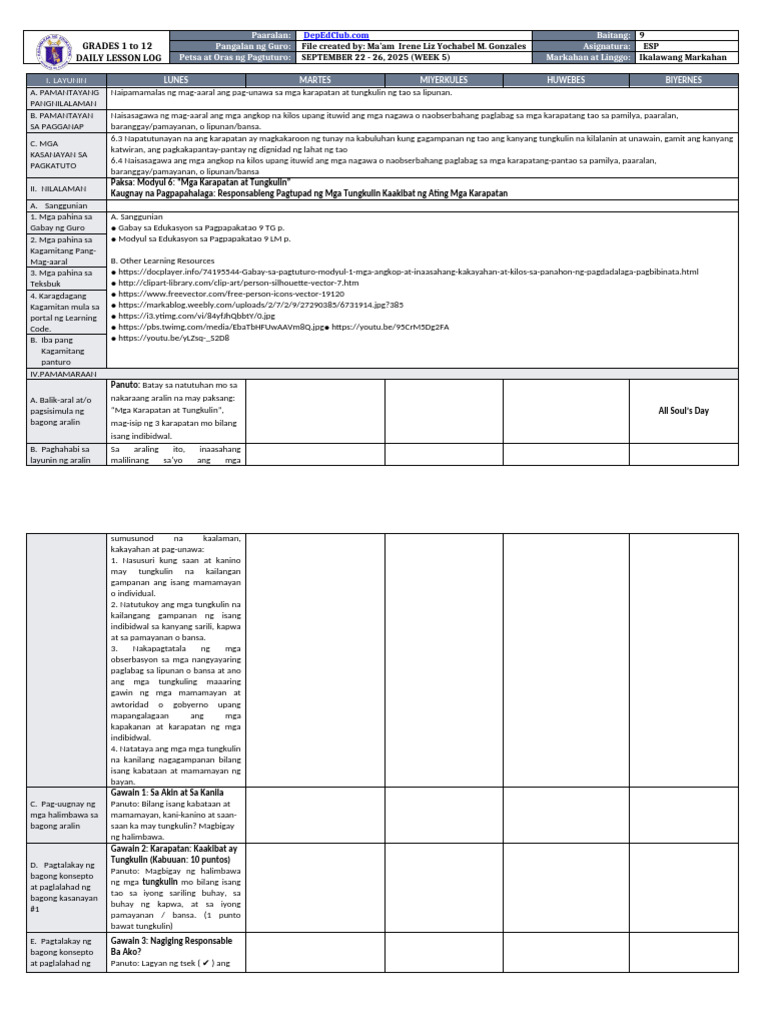 DLL - Esp 9 - Q2 - W5 | PDF