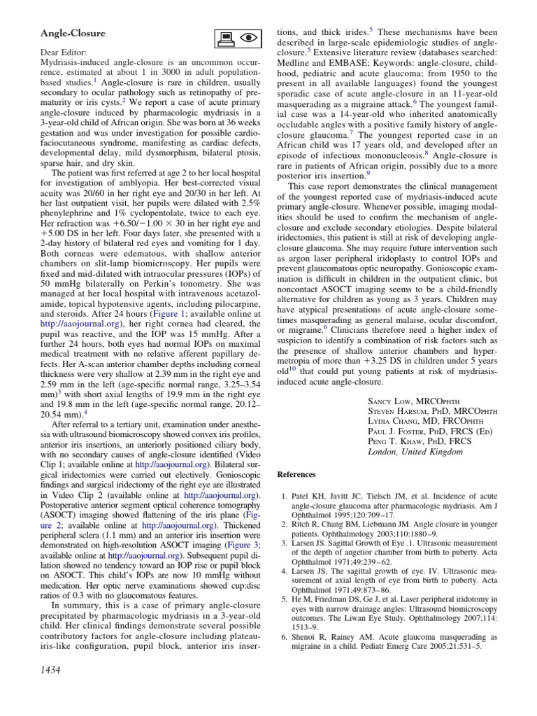 Angle-Closure 2008 Ophtha | PDF | Glaucoma | Cornea