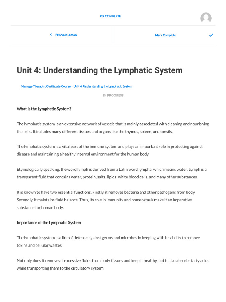Unit 4 - Understanding The Lymphatic System - Courses For Success ...