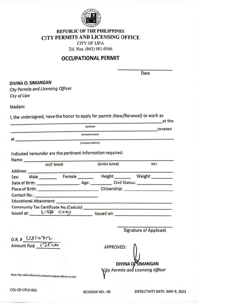 Occupational Permit | PDF