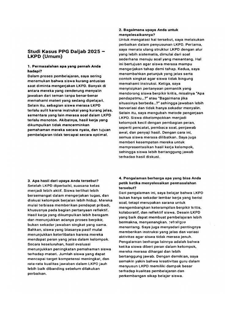 Contoh Studi Kasus PPG | PDF