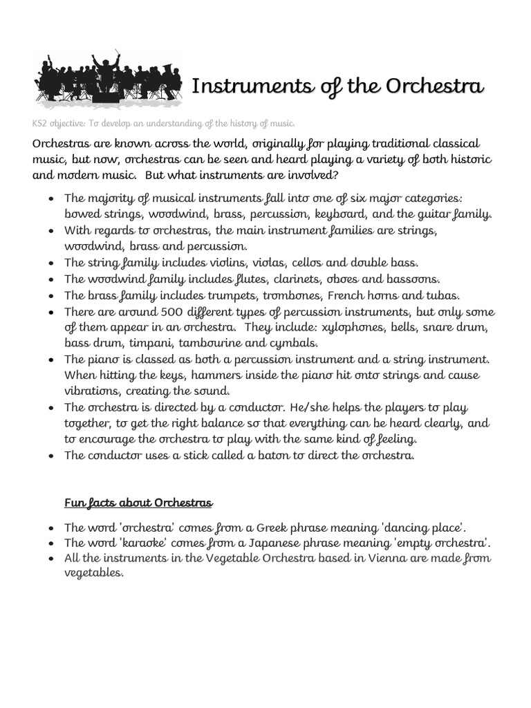 Orchestra Instrument Families Explained | PDF
