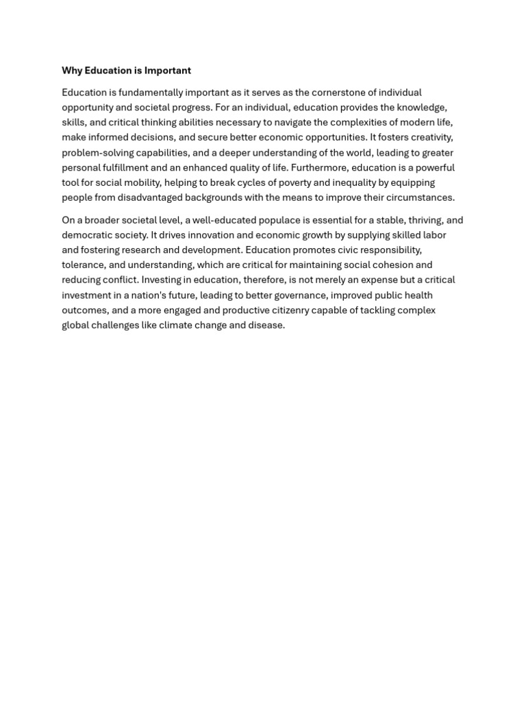 Why Education Is Important | PDF