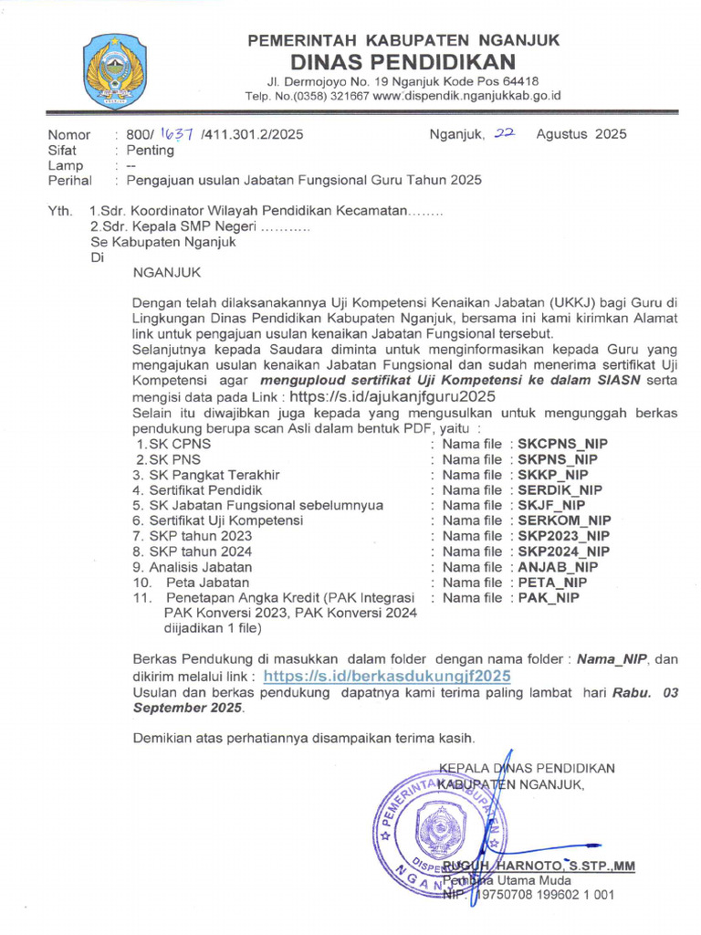 Edaran Jabfung TB III | PDF